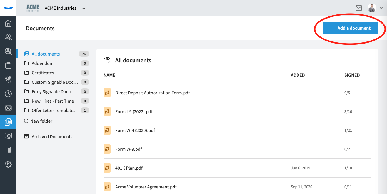 Adding and Deleting Company Documents